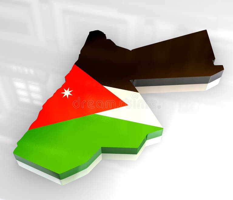 3d flag map of jordan stock illustration. Illustration of amman - 7327185