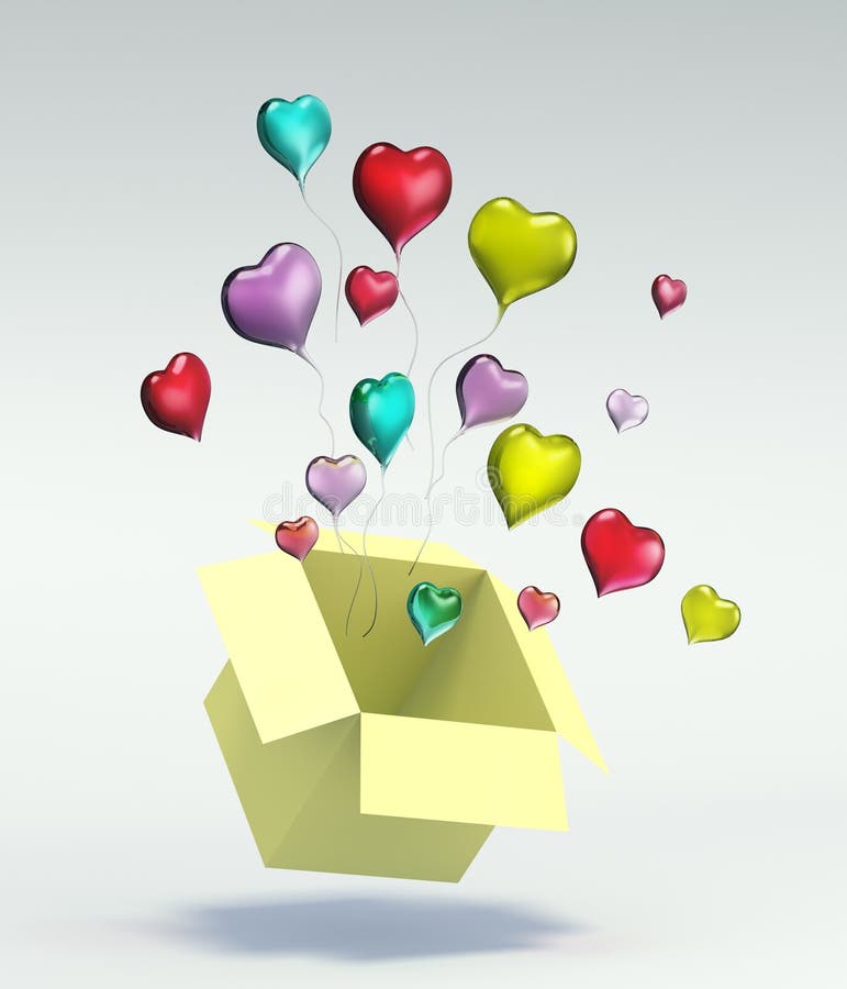 3d Float Love Color Heart Open Box Stock Illustrations – 5 3d Float ...