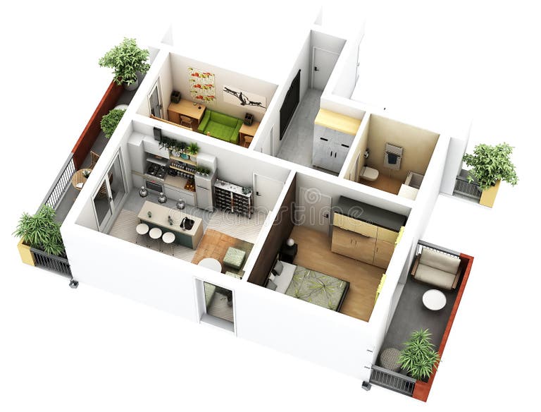 Color Architectural Floor Plan Stock Illustrations – 2,987 Color ...