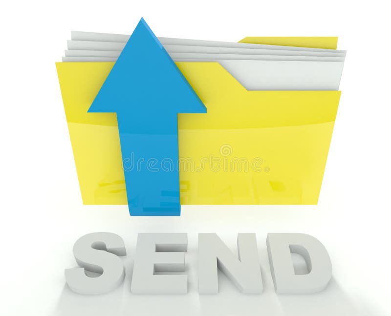 3d Folder Icon with Arrow, Send Stock Illustration - Illustration of ...