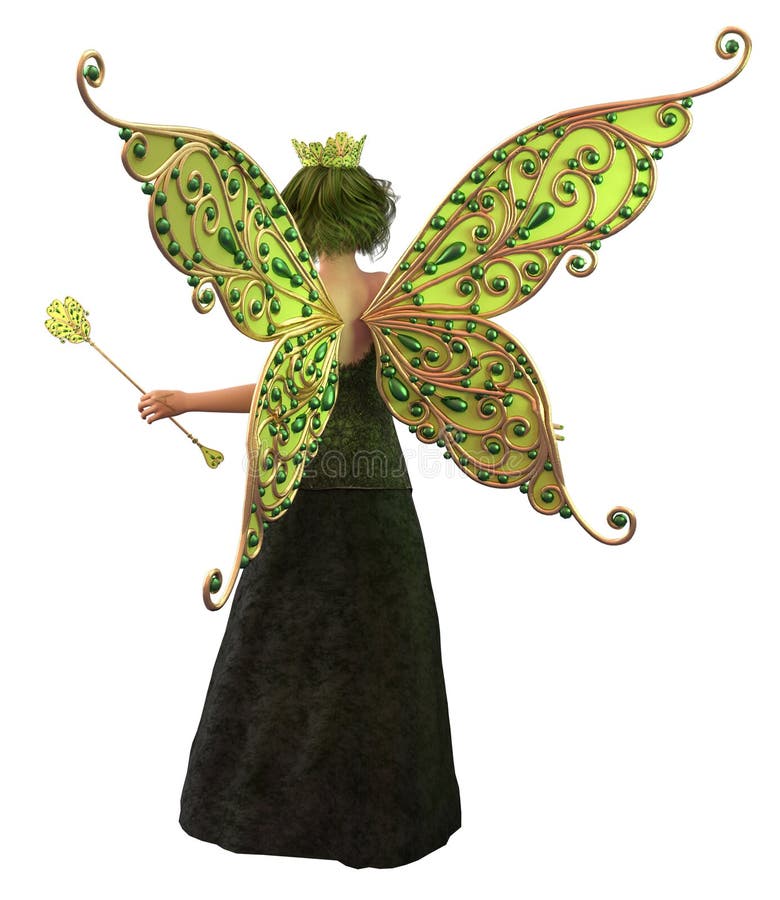3D Forest Fairy Queen with Green Wings Stock Illustration ...