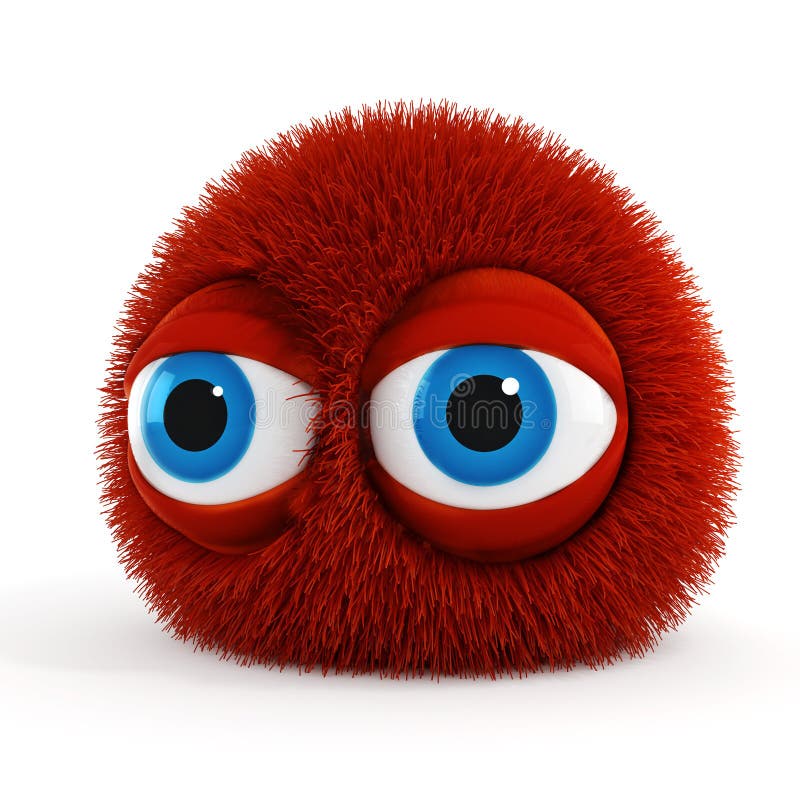 3d funny fluffy creature stock illustration. Illustration of little ...