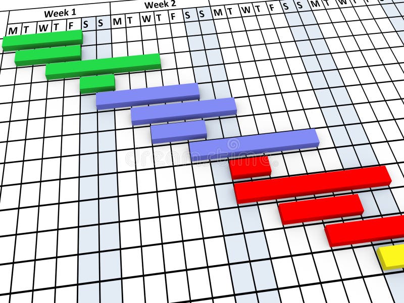 3d gantt chart progress stock illustration. Illustration of ...