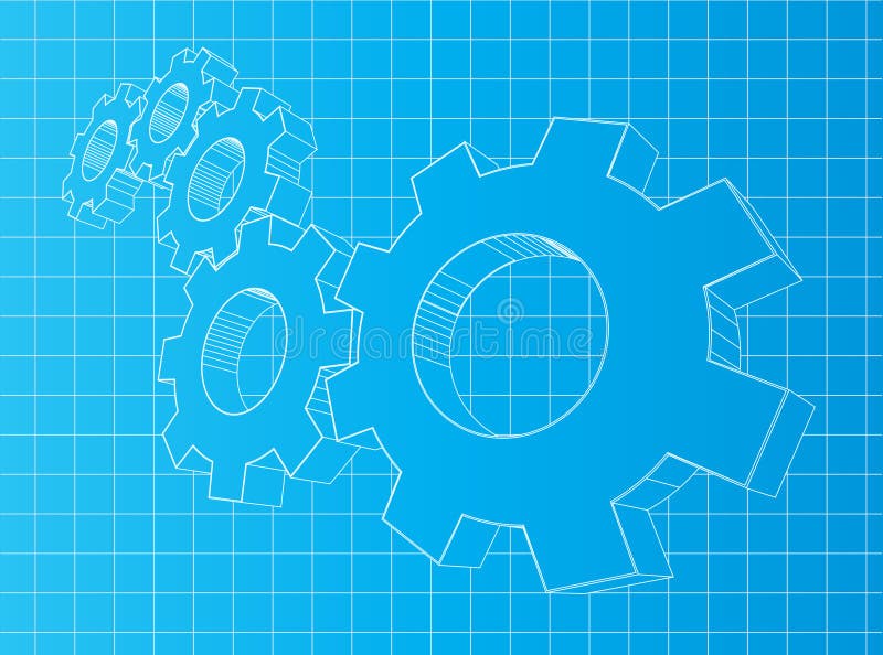 3D gears stock vector. Illustration of blueprint, development - 8634126