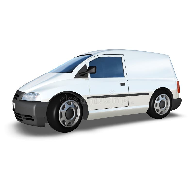 3d Generic Van Model - White Low Angle Front Stock Illustration ...