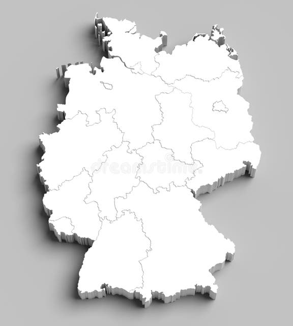 3D Germany White Map on Grey Stock Illustration - Illustration of ...