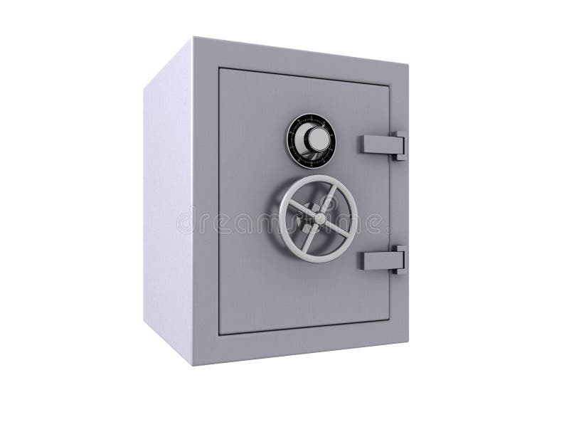 3D Bankkluis Met Goudstaven & Muntstukken Stock Illustratie ...