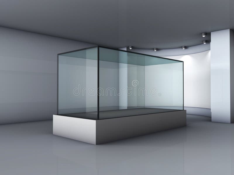 3d Glass Showcase and Niche with Spotlights Stock Illustration ...