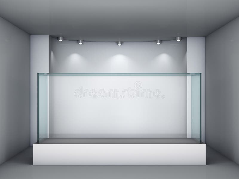 3d Glass Showcase and Niche with Spotlights Stock Illustration ...