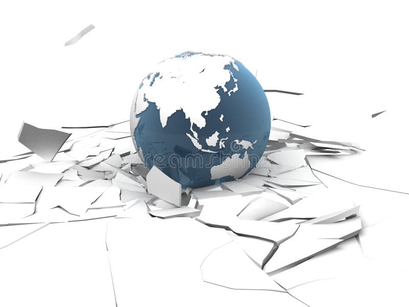 Globe on Broken Surface stock illustration. Illustration of planet ...
