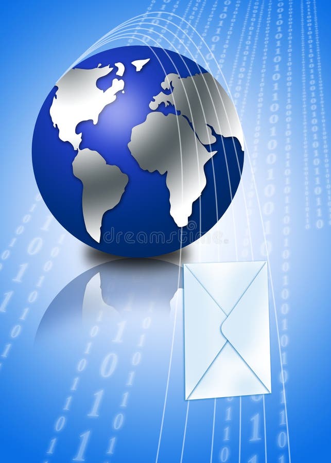3d Globe with Email Envelope Stock Illustration - Illustration of ...