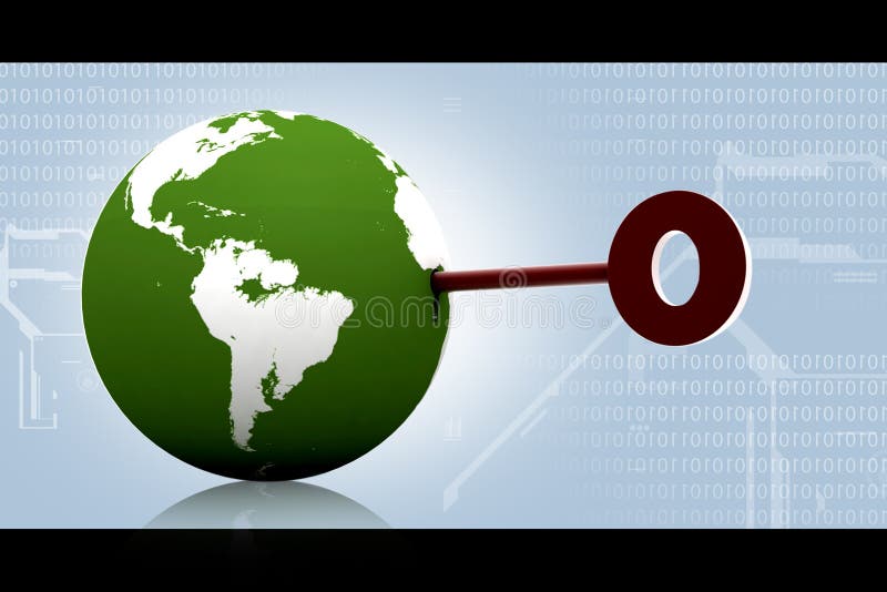 3d Globe And Key Picture. Image: 14583812