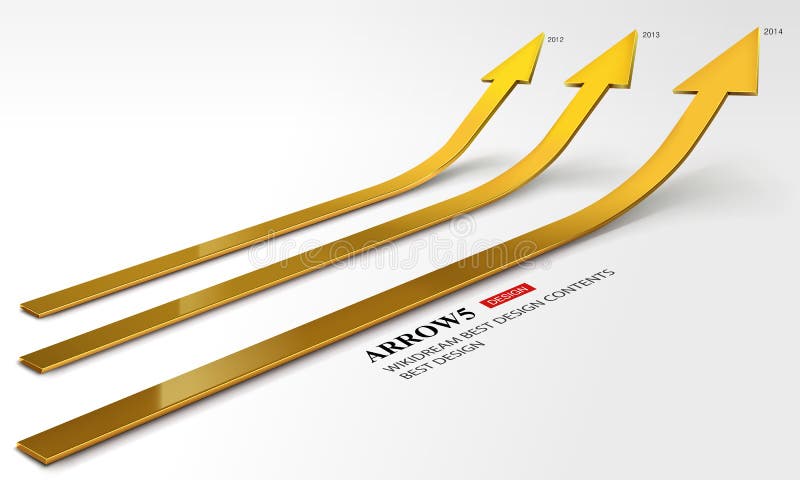 3D Gold Arrow Grow Up Comparison Set Stock Vector - Illustration of ...