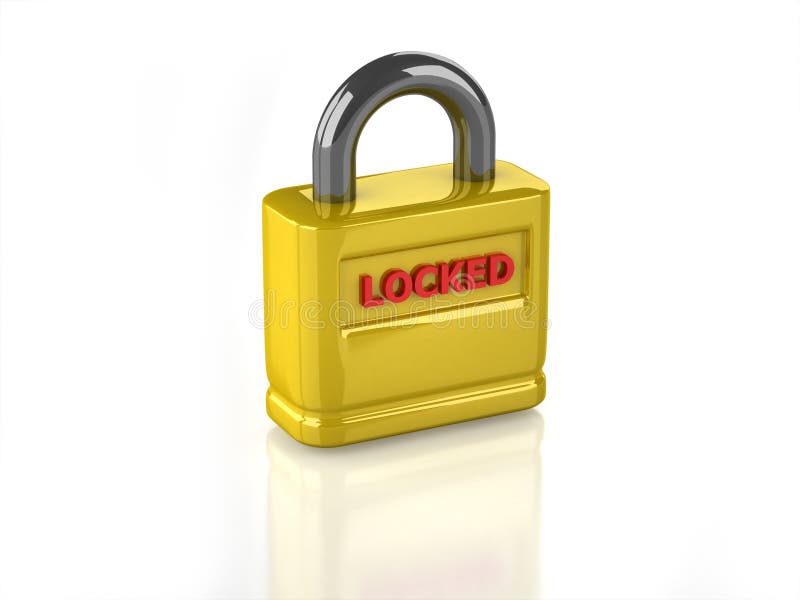 3D gold closed lock stock illustration. Illustration of design - 10821689
