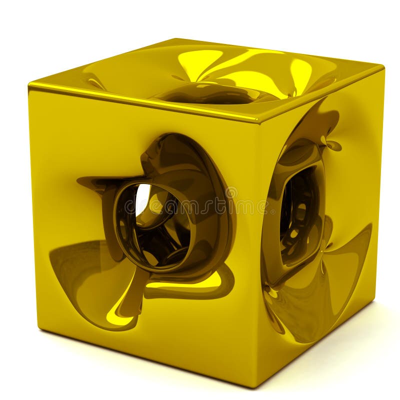 Gold cube 3d stock illustration. Illustration of geometry - 22205149