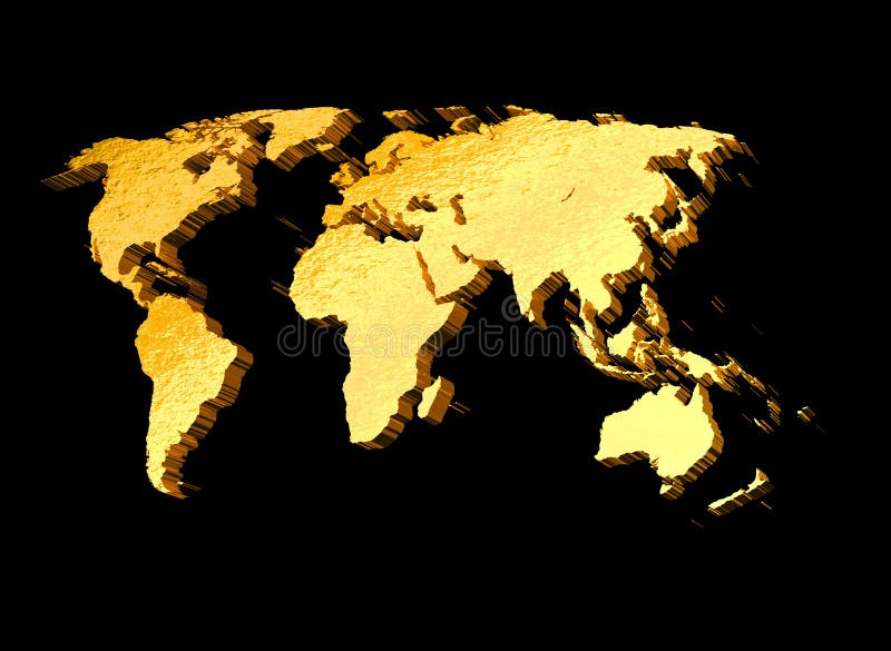 3d gold world map stock illustration. Illustration of nation - 7076068