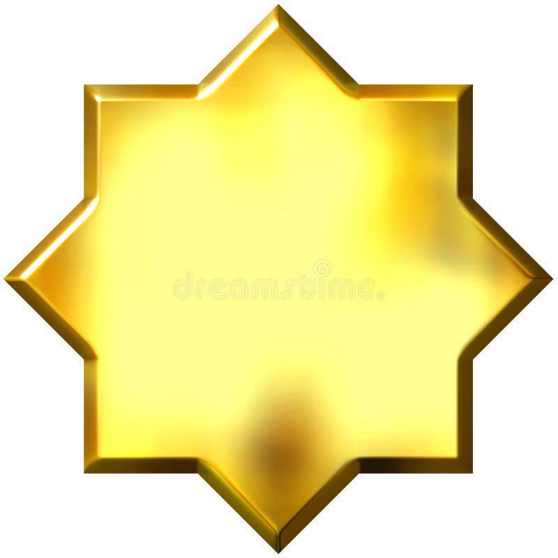 3d golden 8 point star stock illustration. Illustration of artistic ...