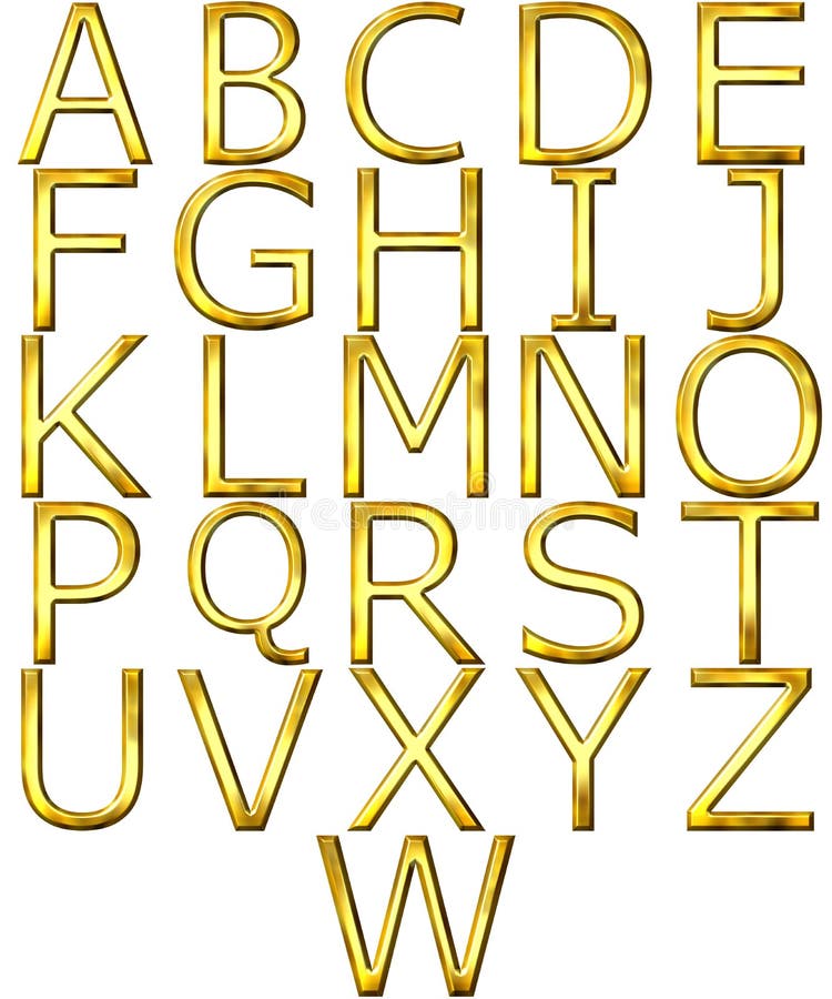 3D Golden Alphabet stock illustration. Illustration of graphic - 9245040