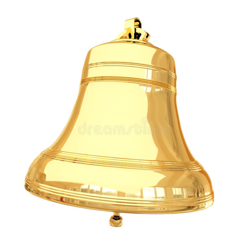 Gold Bell Isolated on White Background Stock Illustration ...