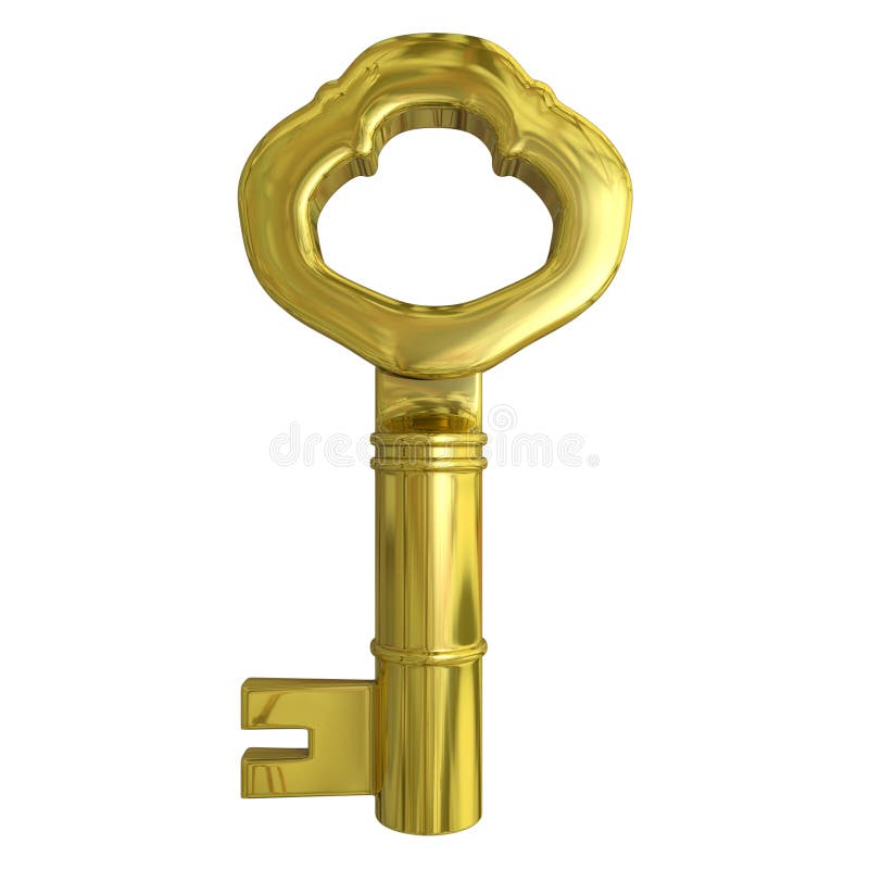 3d golden key stock illustration. Illustration of digital - 5659059