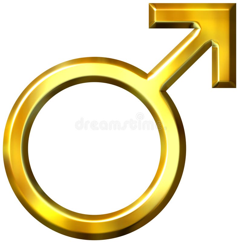 3D Golden Male Symbol stock illustration. Illustration of sexual - 8195277