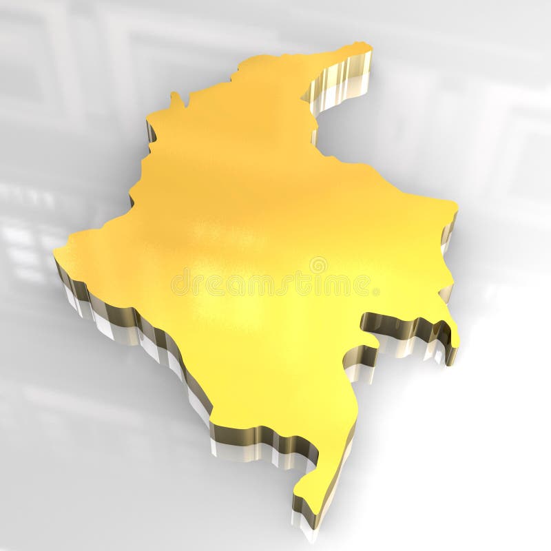 3d golden map of Colombia stock illustration. Illustration of ripple ...