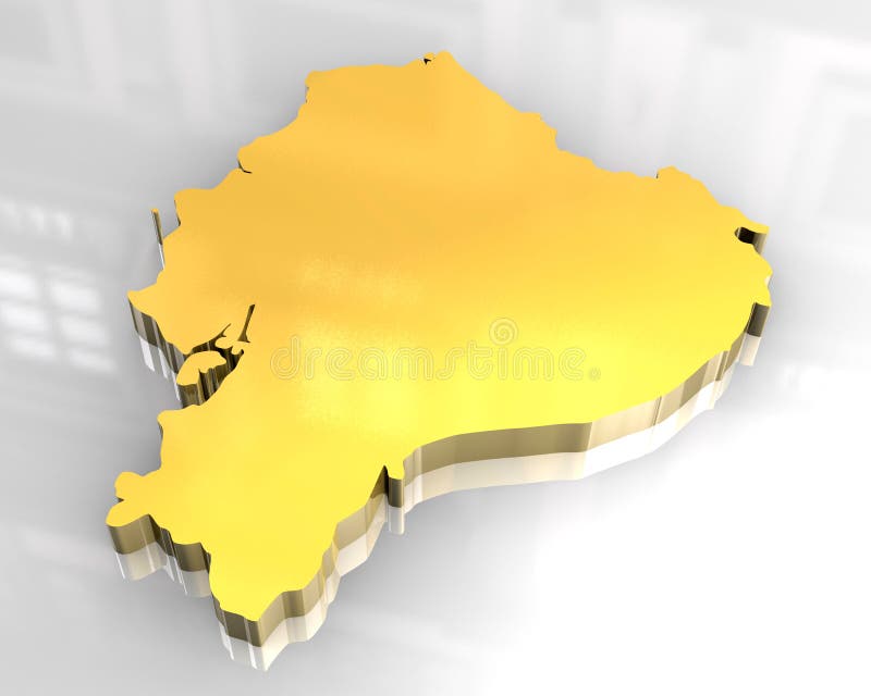 3d golden map of Ecuador stock illustration. Illustration of flag - 6529679