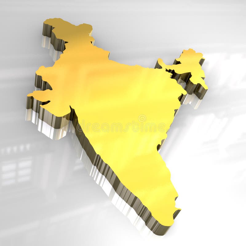 3d golden map of India stock illustration. Illustration of flag - 8117104