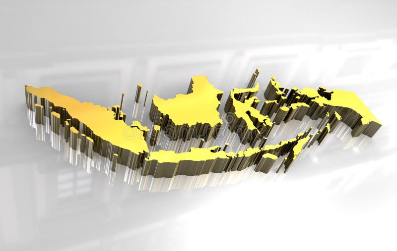 3d golden map of Indonesia stock illustration. Illustration of country ...