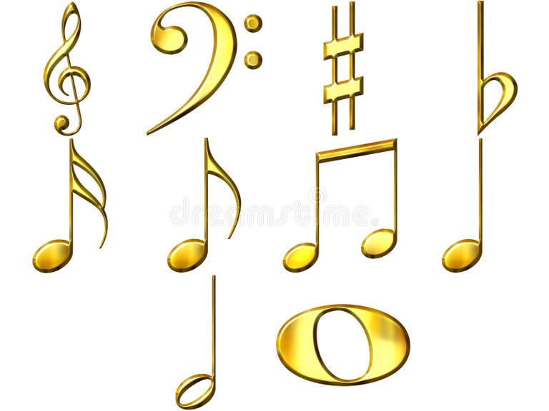 Golden Metal Musical Notes Stock Illustrations – 506 Golden Metal ...