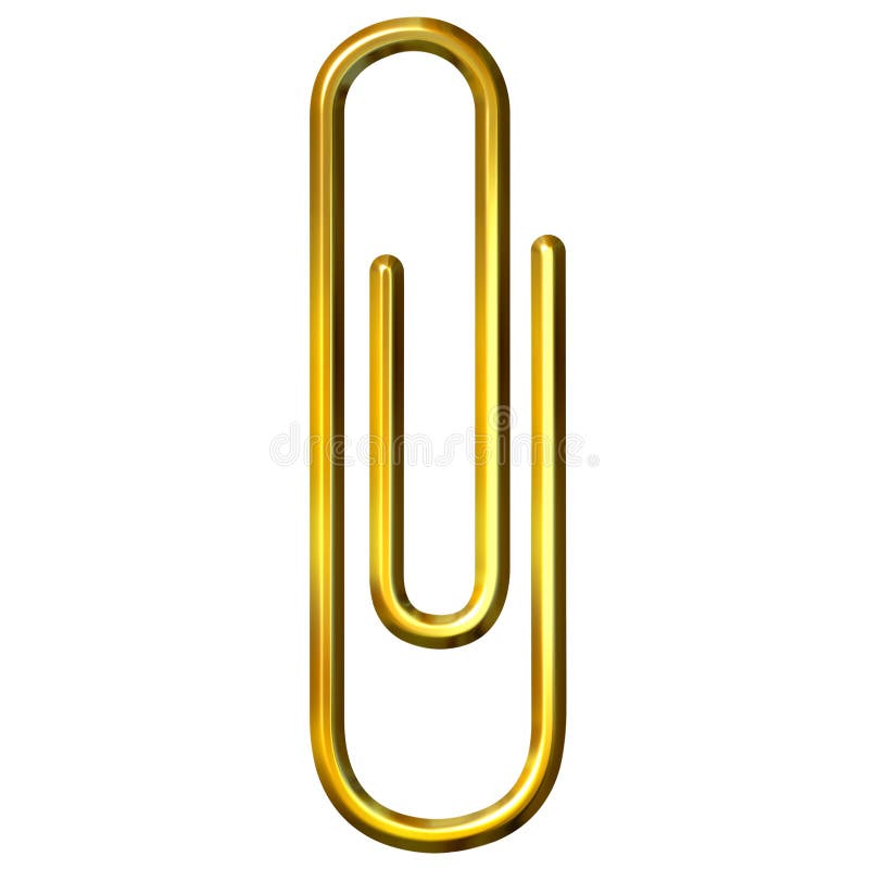 3D Golden Paper Clip stock illustration. Illustration of graphic - 10035480