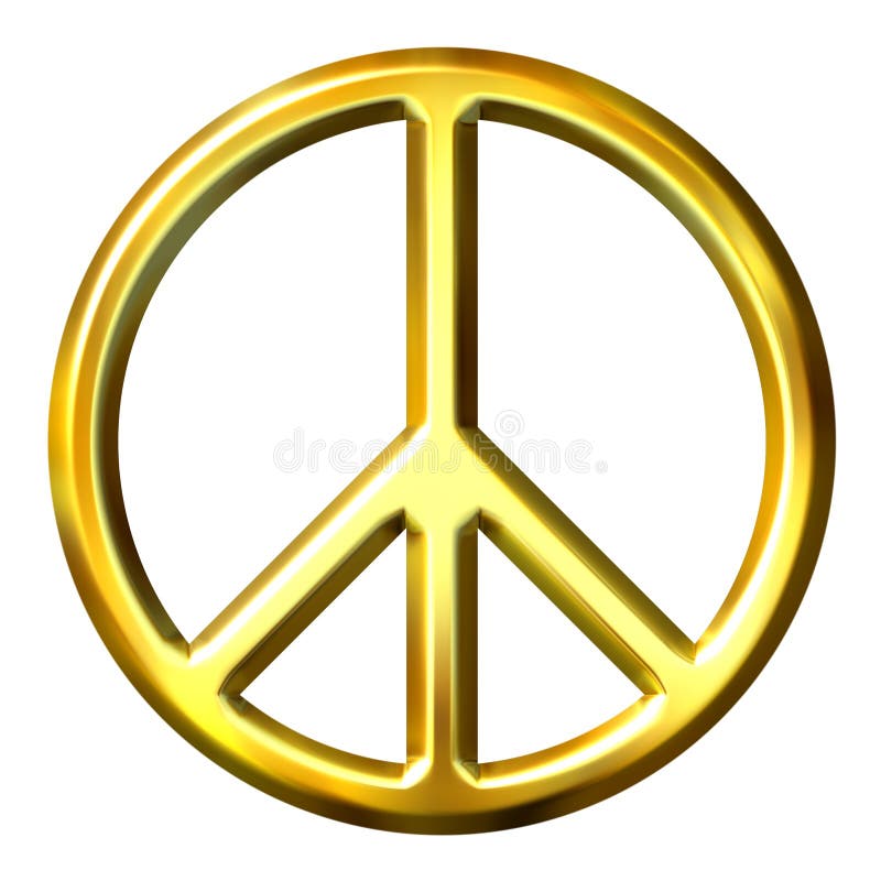 3D Golden Peace Symbol stock illustration. Illustration of yellow - 8180759