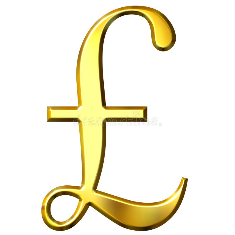 3D Golden Pound Symbol stock illustration. Illustration of currency ...