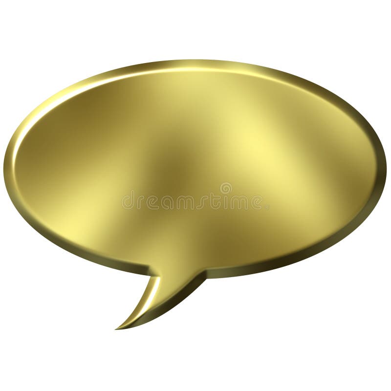 3D Golden Speech Bubble stock illustration. Illustration of graphic ...