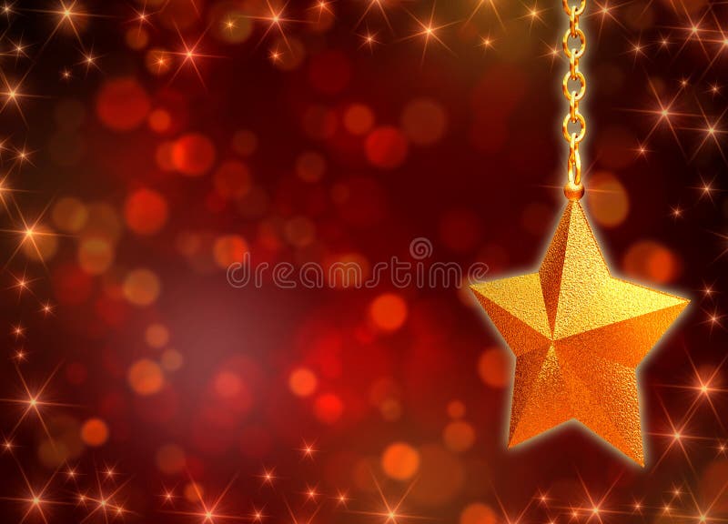3d Golden Star with Chains and Lights Stock Illustration - Illustration ...