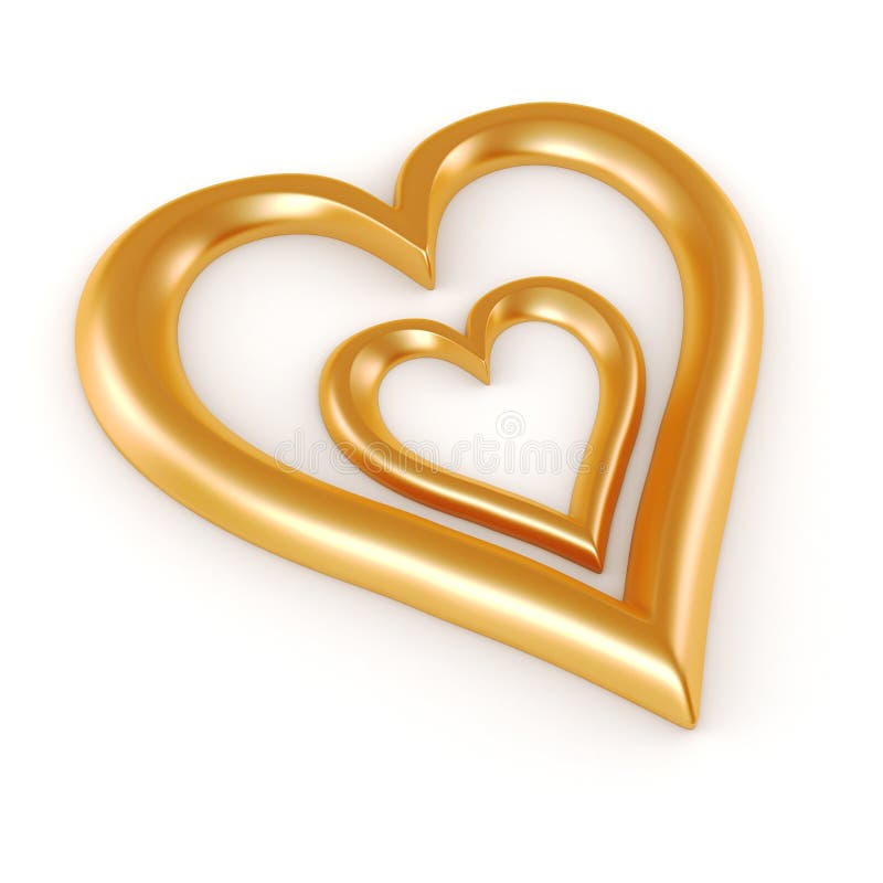 3d gouden hartvorm stock illustratie. Illustration of viering - 28550166