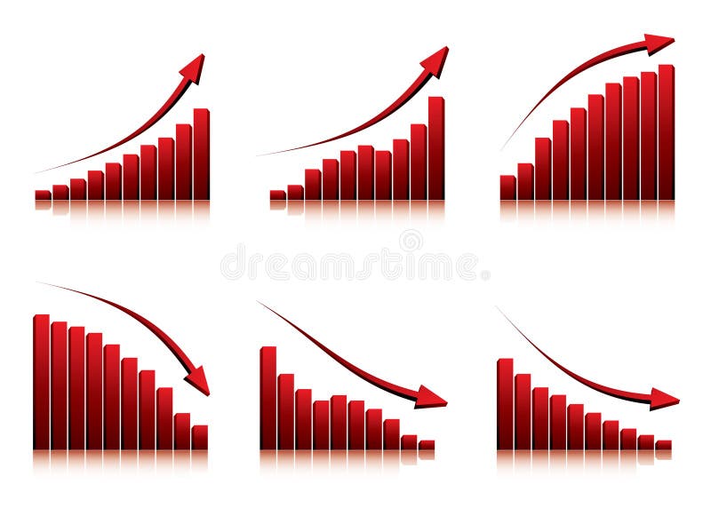 3d Graphs Showing Rise and Fall Stock Vector - Illustration of fund ...