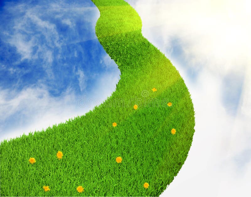 3d grassy road stock illustration. Illustration of scene - 10574983