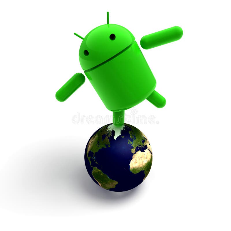 3D Green Android Caricature Editorial Stock Image - Illustration of ...