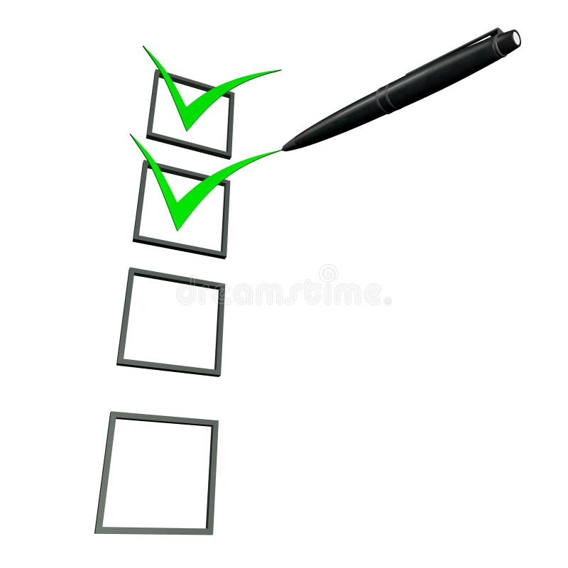 3d green check box pen stock illustration. Illustration of drawing ...