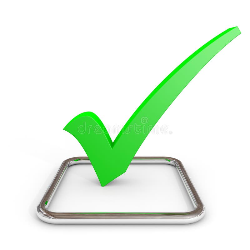 3D Green Checkmark in Chrome Checkbox. Stock Illustration ...