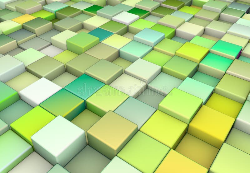 3d Green Cubes in Different Green Stock Illustration - Illustration of ...