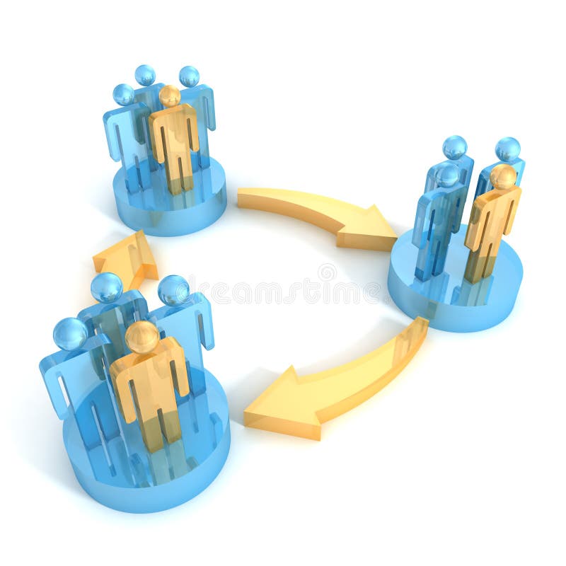 3d Groups of People in Interaction with Arrows Stock Illustration ...