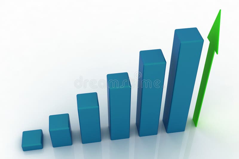 3d growing business graph stock illustration. Illustration of chart ...