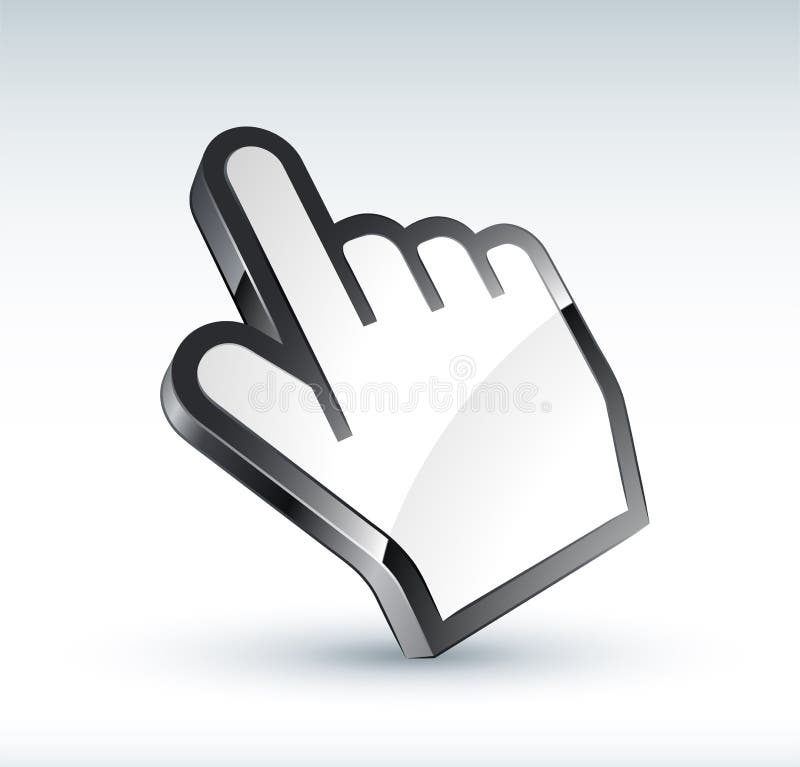 Hand mouse cursor in 3d stock illustration. Illustration of icon - 5445281