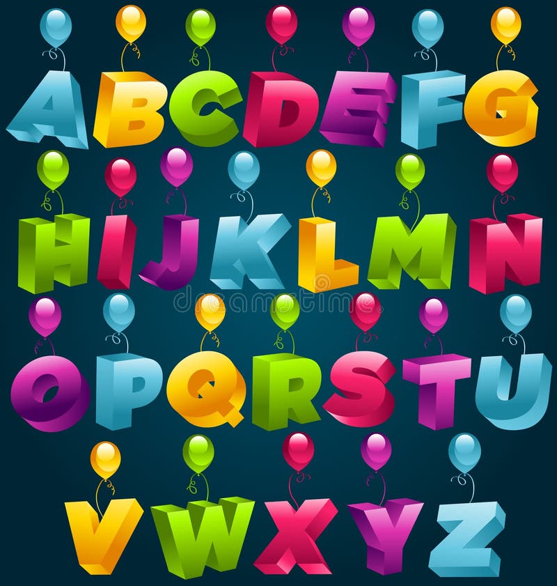 3D Happy Birthday Party Alphabet Stock Vector - Illustration of ...