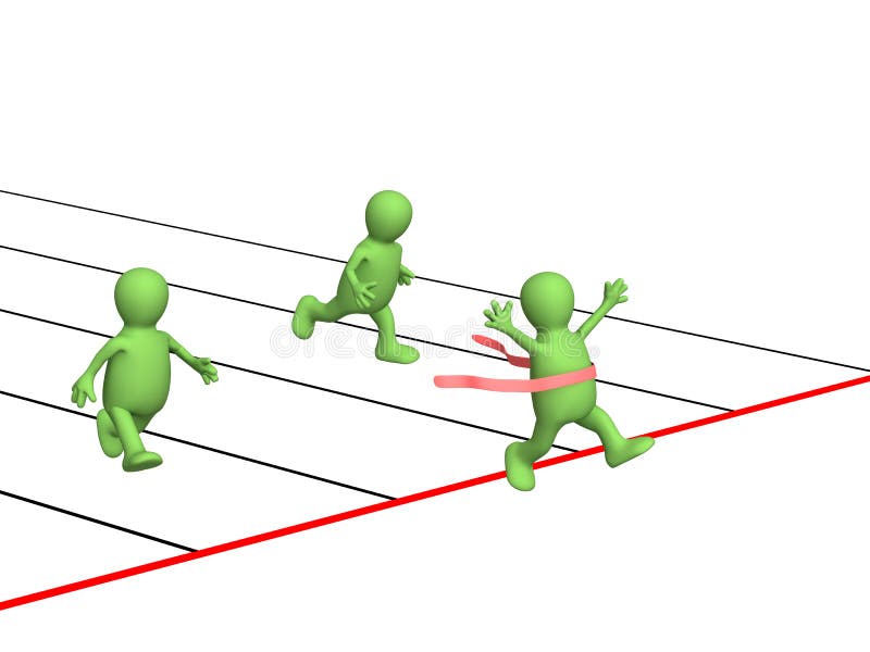 3d Happy Puppet - Leader, Who Has Crossed Finish Stock Illustration ...