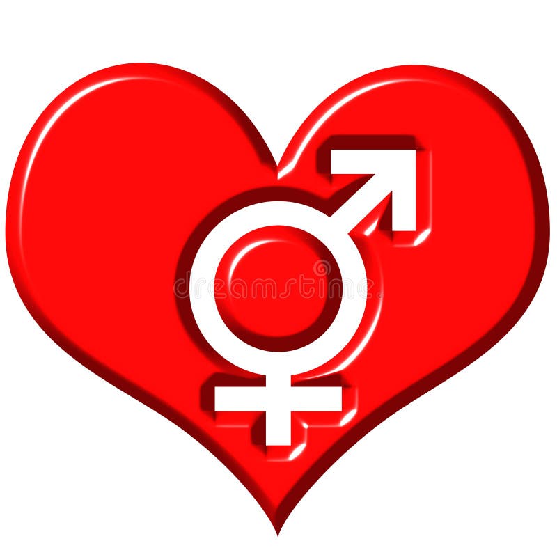 3d Heart with Combined Gender Signs Stock Illustration - Illustration ...