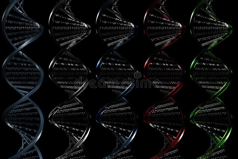3D Helix with binary code stock illustration. Illustration of medicine ...