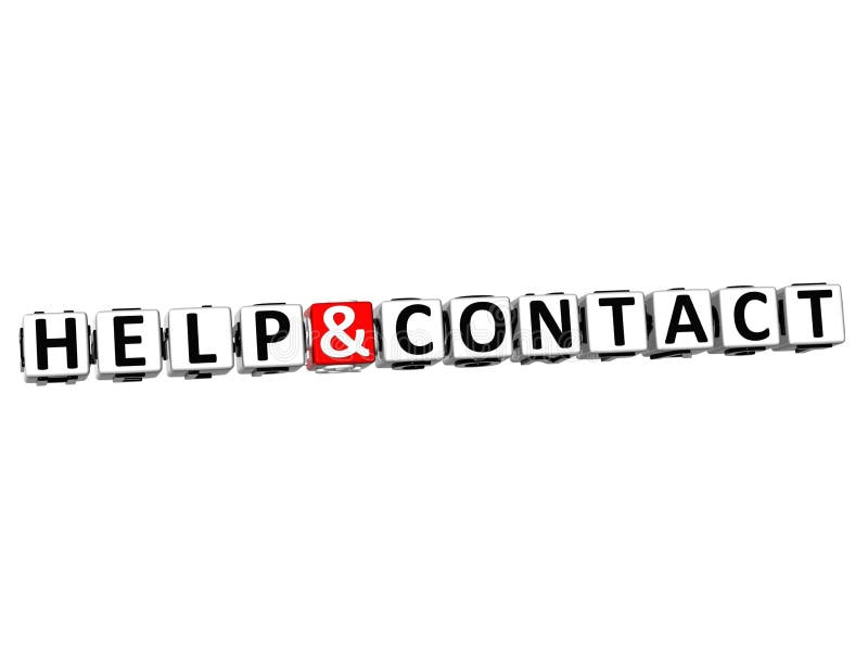 3D Help and Contact Button Click Here Block Text Stock Illustration ...